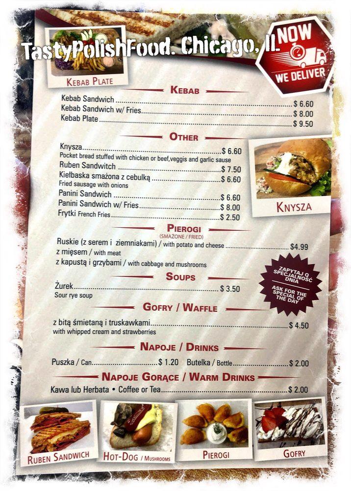 Menu at Polish Food fast food, Chicago, N Central Ave