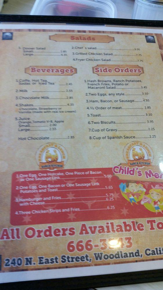 Menu at Ranch Kitchen restaurant, Woodland