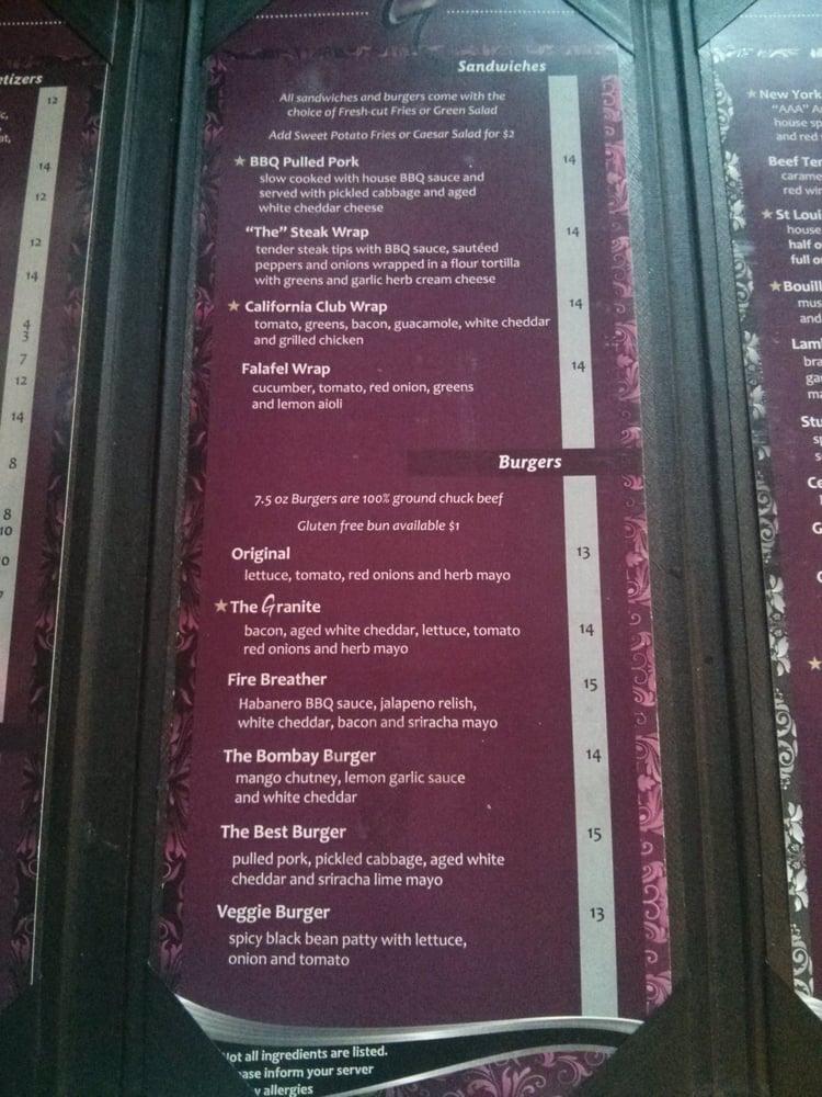 Menu at The Granite pub & bar, Bancroft