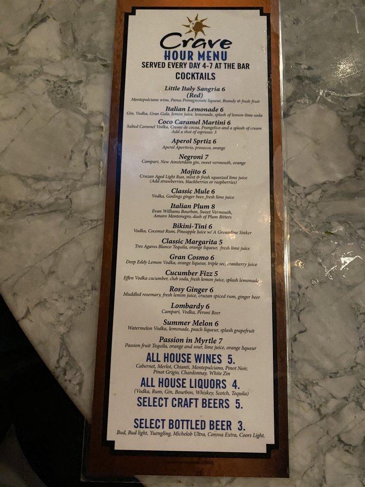 Menu at Crave Italian Oven & Bar, Myrtle Beach