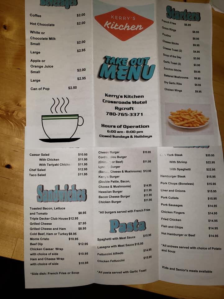 Menu at Kerry's Restaurant, Rycroft, AB-49