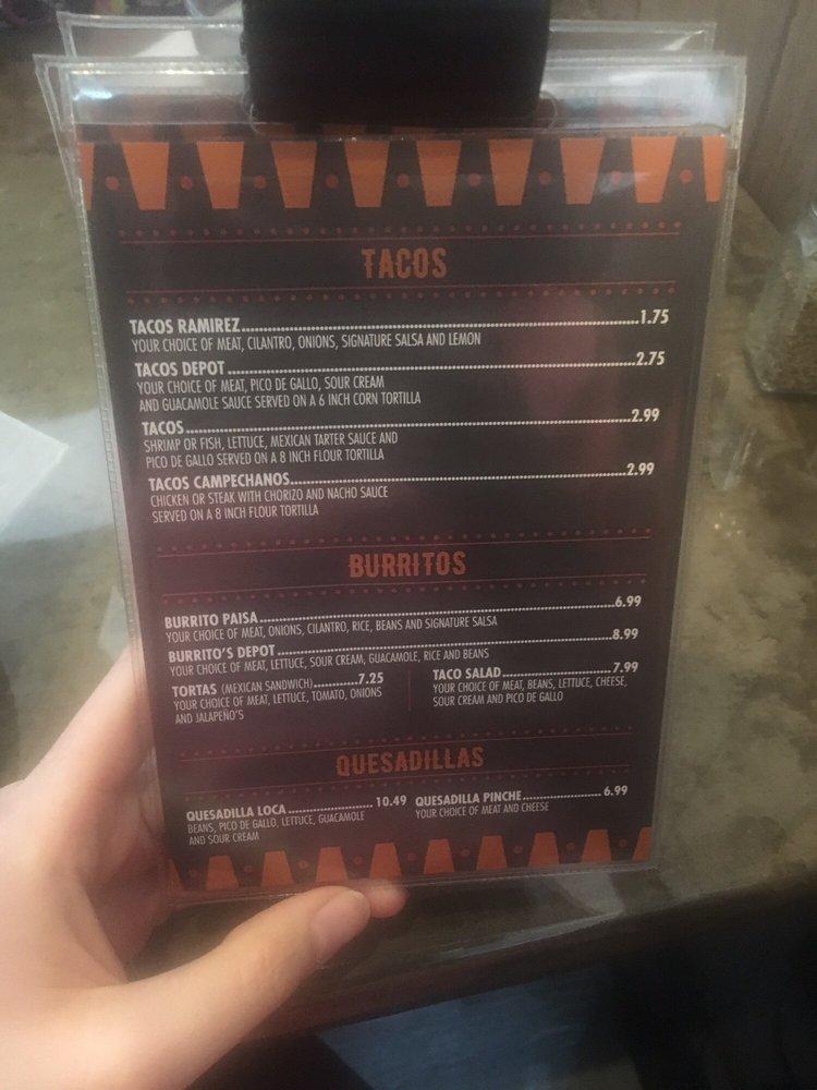 Menu at The Taco Depot restaurant, Cedar Rapids