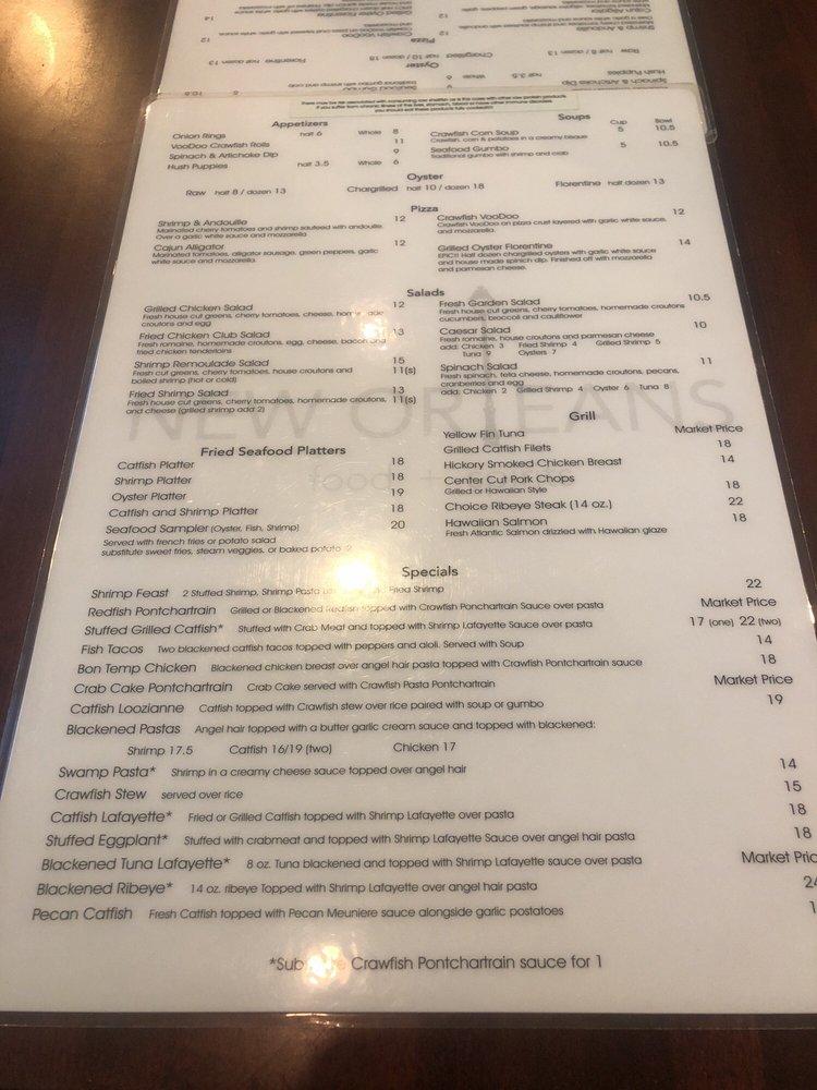 Menu at New Orleans Food & Spirits restaurant, Covington