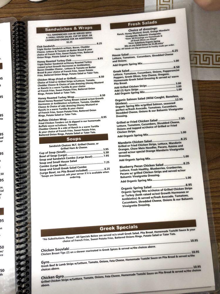 Menu at Omega Pancake House restaurant, Surfside Beach, US-17 BUS