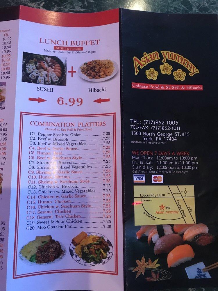 Menu at Asian Yummy restaurant, York