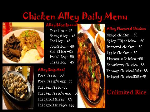 Menu at Chicken Alley Food House restaurant, Dasmariñas