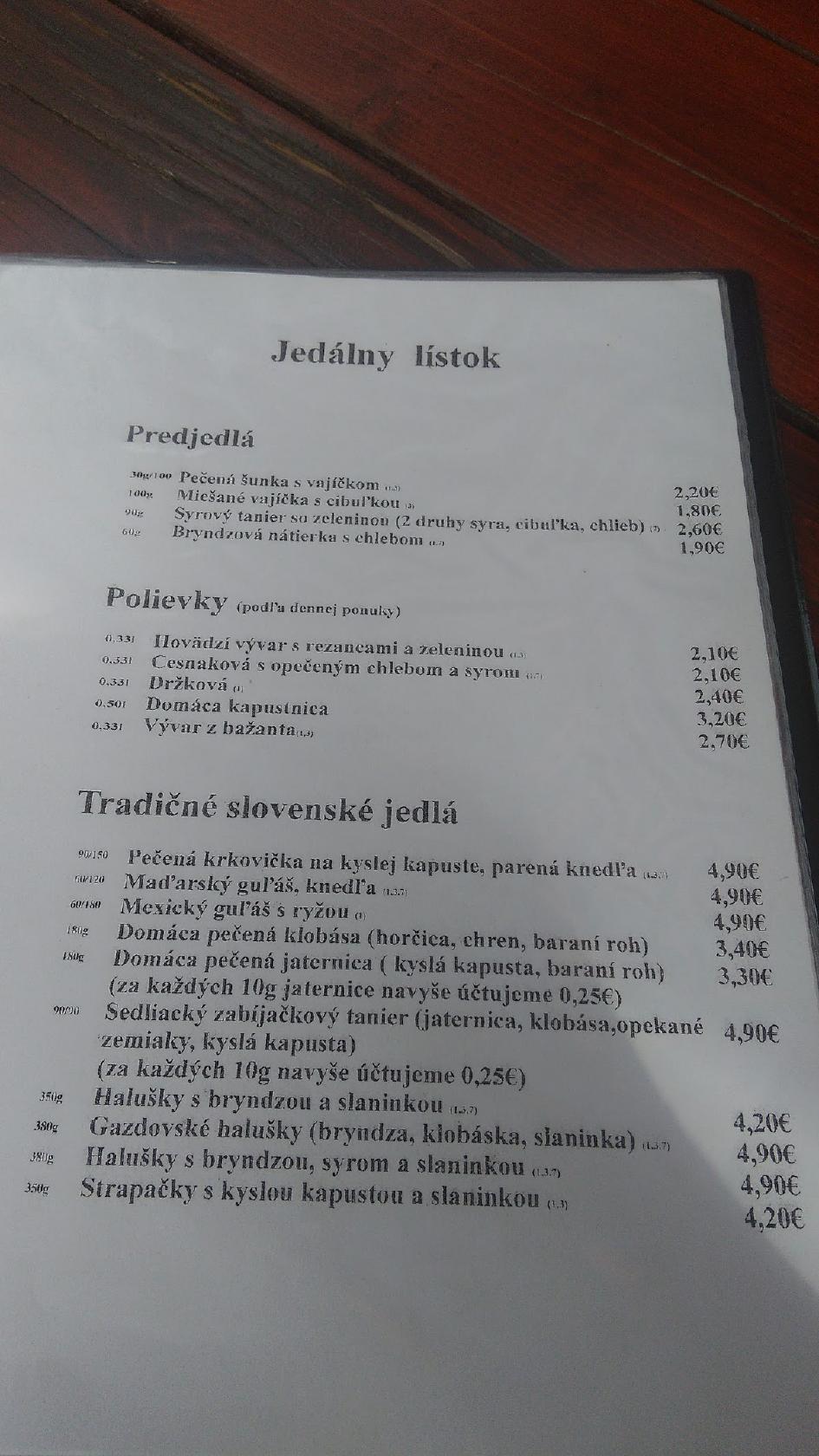 Speisekarte von Koliba Solec restaurant, Nitrica