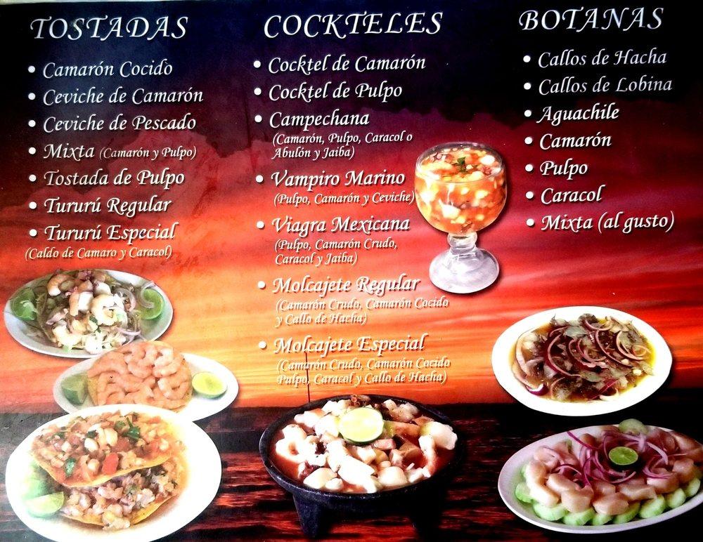 Menu at Mariscos el compa de Mazatlan restaurant, Jurupa Valley