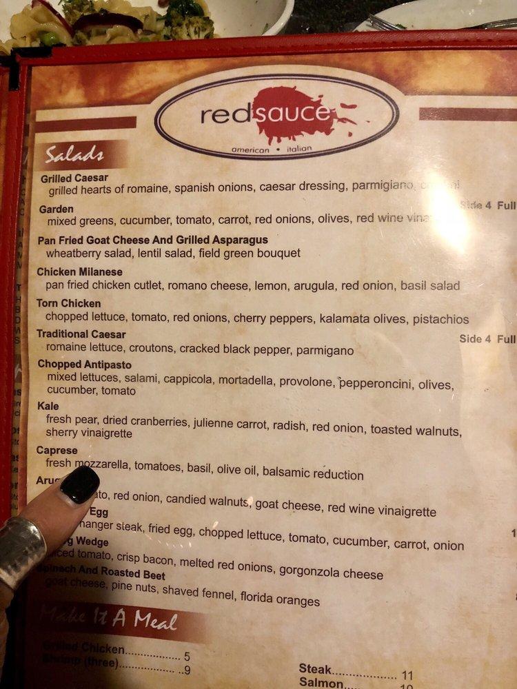 Menu at Redsauce American - Italian Restaurant, The Villages