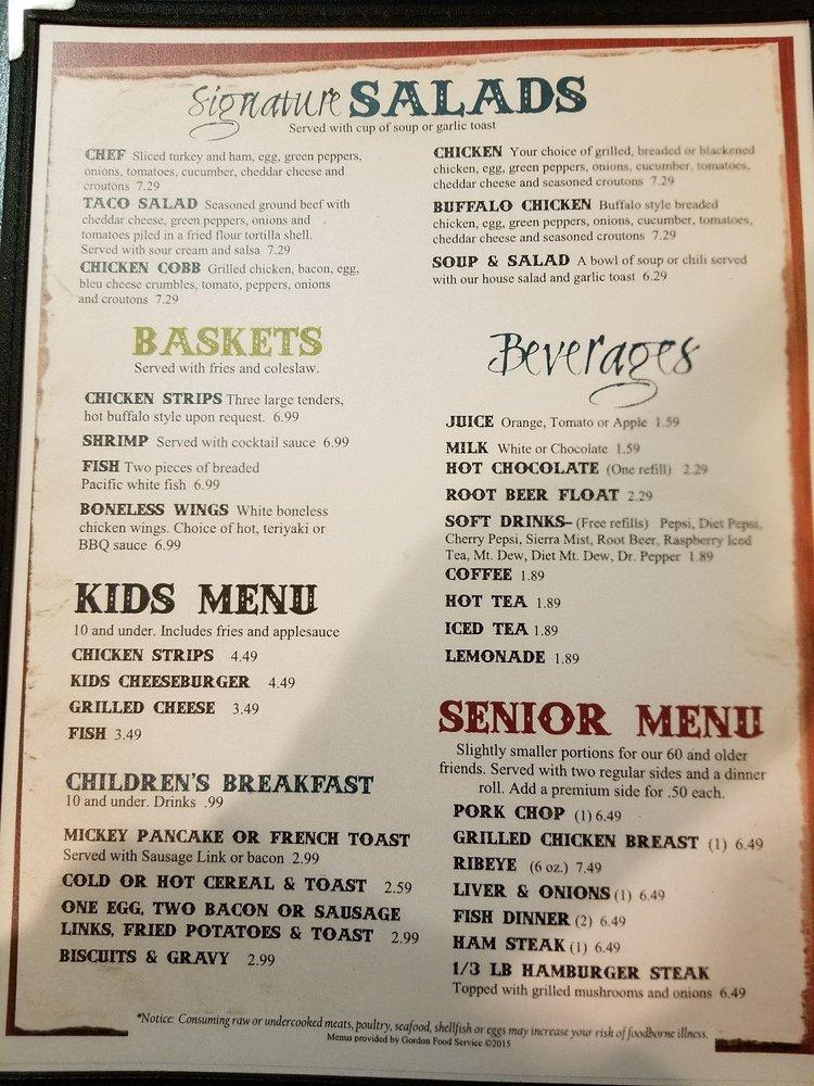 Menu at Rich's Cafe, Fort Wayne, Lower Huntington Rd