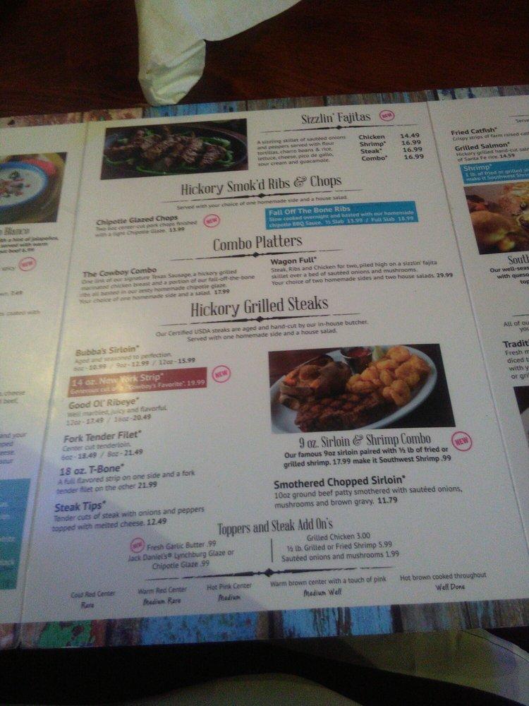 Menu at Santa Fe Cattle Company steakhouse, Albertville, US-431