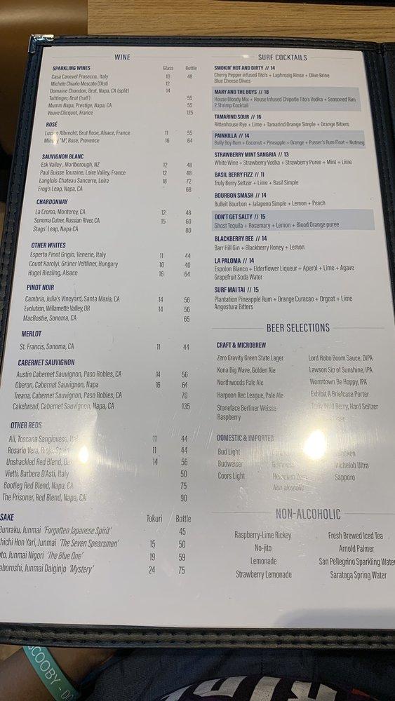 Menu at Surf Woburn restaurant, Woburn