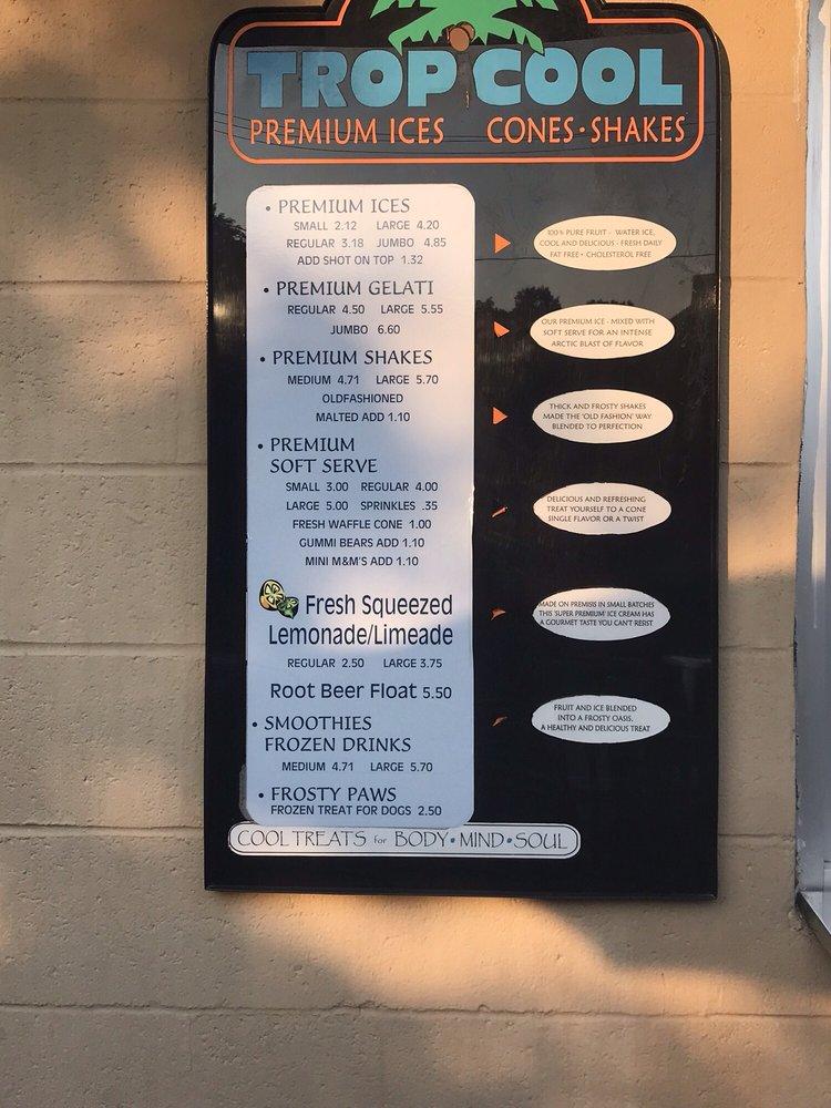 Menu at Tropicool Italian Ice desserts, Baltimore
