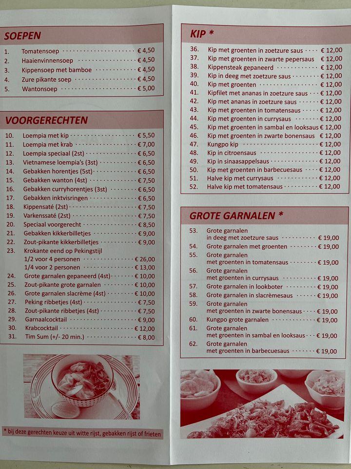 Menu at Wai Wah, Heist-op-den-Berg