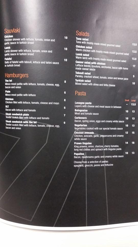 Menu at Cafizza restaurant, Geelong