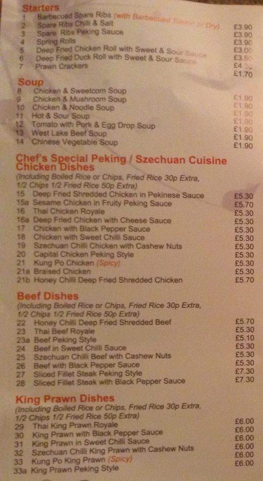 Menu at Mandarin Palace Coleraine fast food, Coleraine