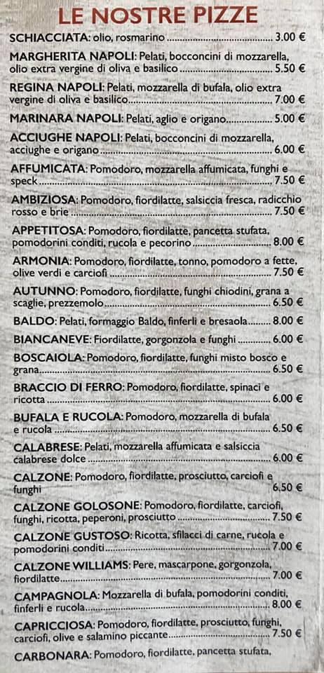 Menu at Nuova Marconi restaurant, Caprino Veronese