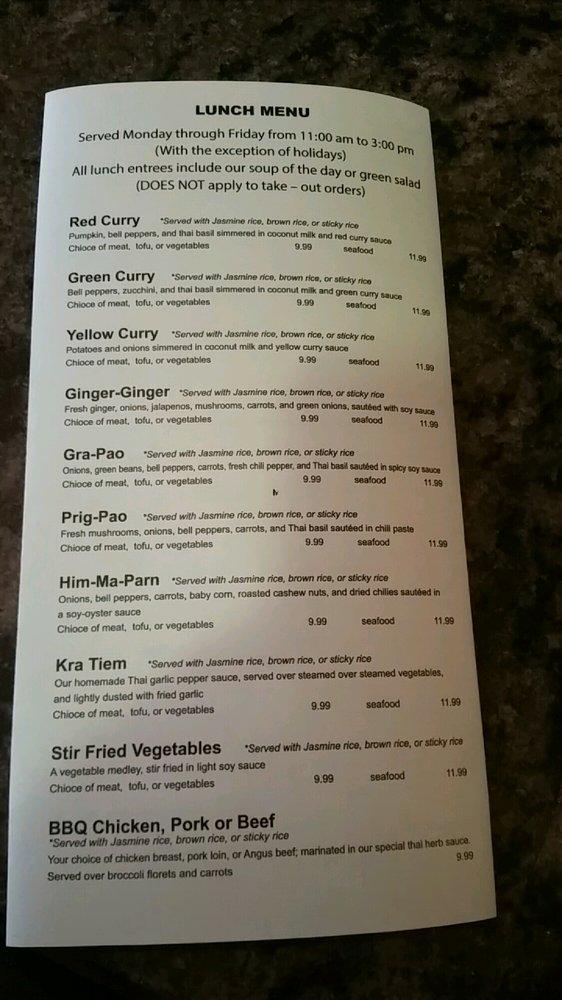 Menu at Siamese Street Thai Restaurant, Stockton