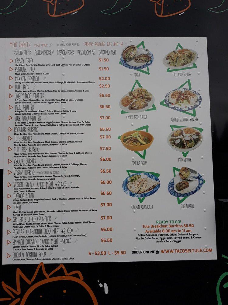 Menu at Tacos El Tule restaurant, Bellingham, Meridian St