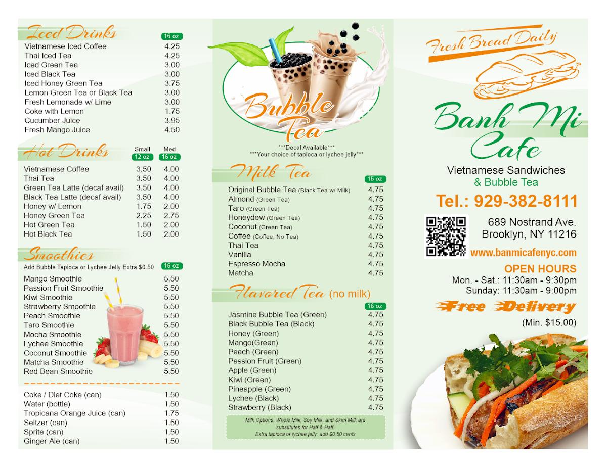 Menu at Banh Mi Cafe, New York City
