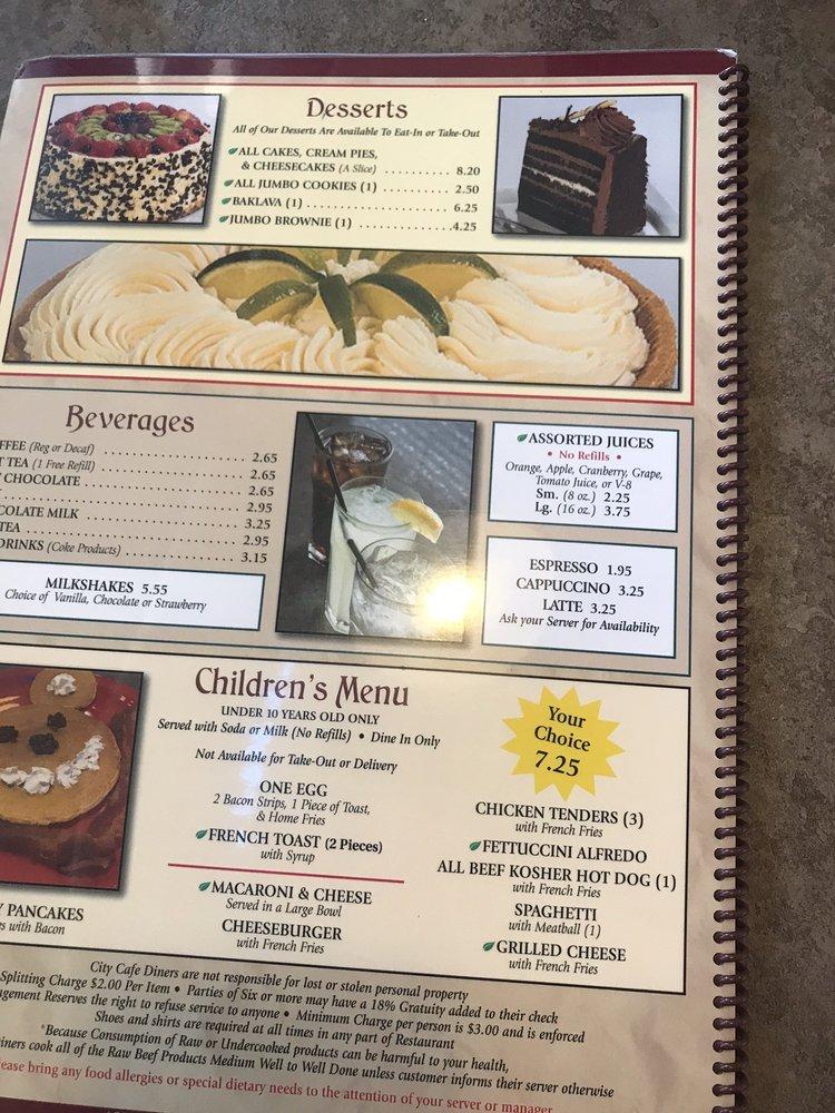 Menu at City Cafe Diner, Cleveland