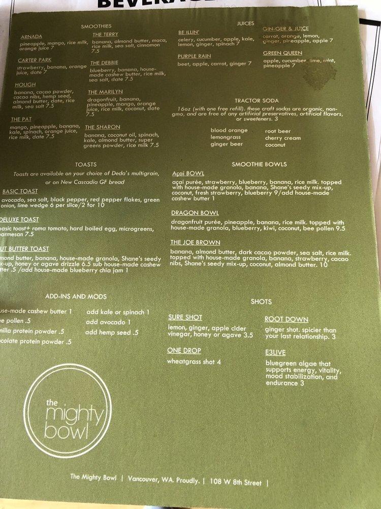 Menu at Mighty Bowl - Downtown pub & bar, Vancouver