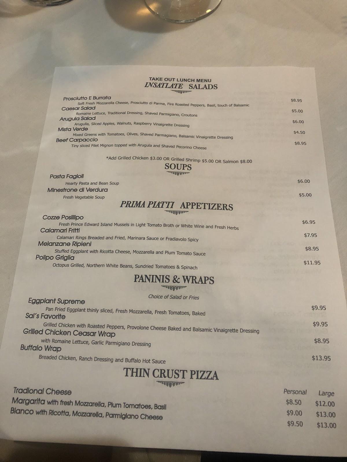 Menu at Toscana Trattoria Ristorante Italiano restaurant, Hackettstown