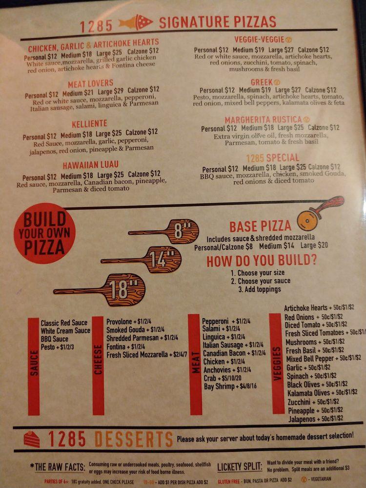 Menu at 1285 Restobar, Florence