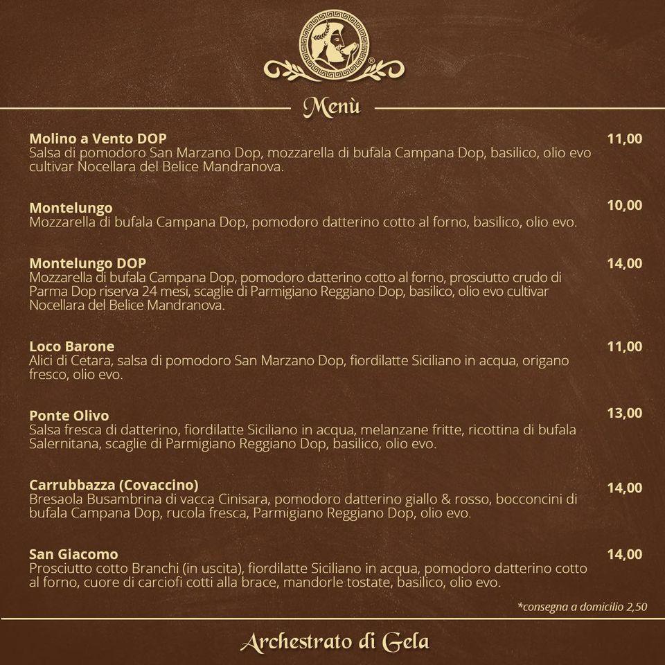 Menu da Archestrato di Gela (Palermo) pizzeria, Palermo