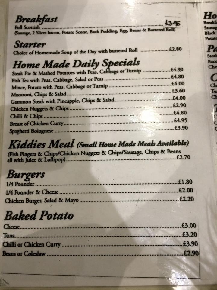 Menu at Gaynors. Home Cooking restaurant, Glasgow