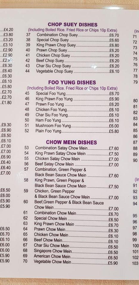 Menu at Lucky City Kilwinning fast food, Kilwinning
