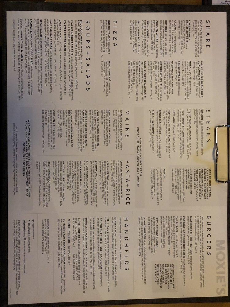 Menu at Moxies Hamilton Restaurant, Hamilton