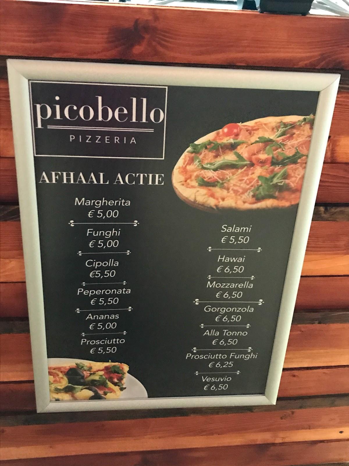 Menu at Picobello, Groningen