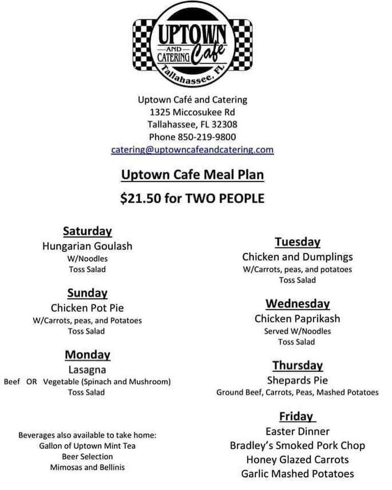 Menu at Uptown Cafe, Tallahassee, Miccosukee Rd