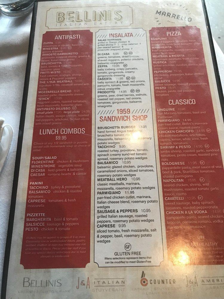Menu at Bellini's Italian Eatery - Latham restaurant, Latham, 624 Loudon Rd