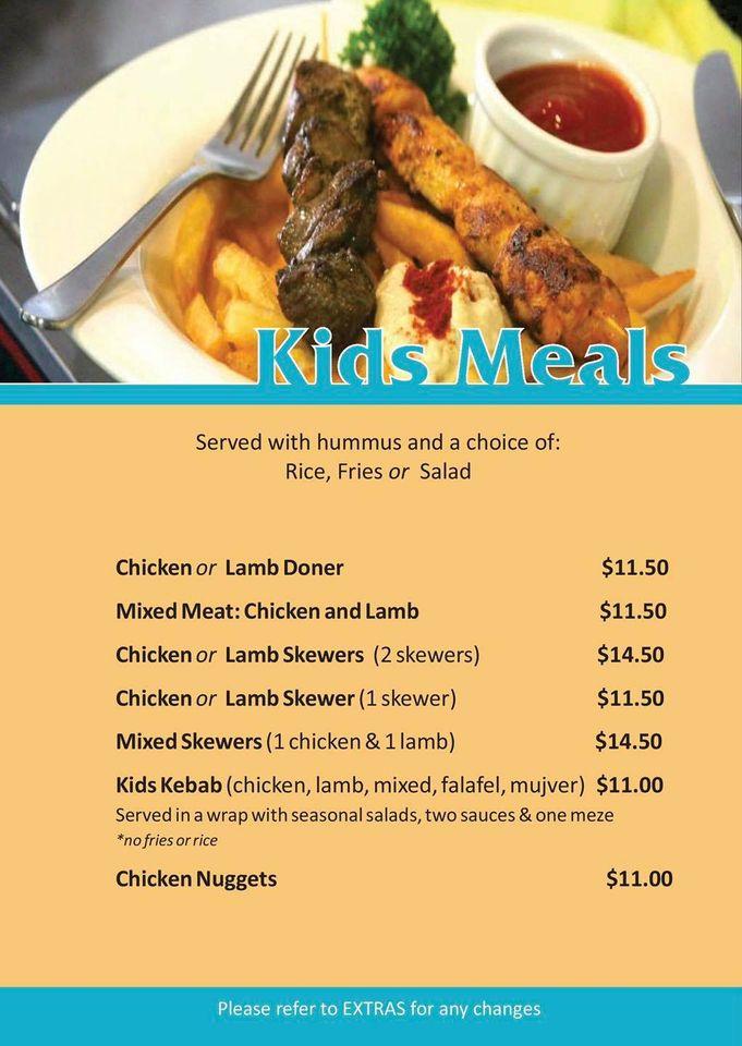 Menu at Cafe Turquoise, New Plymouth