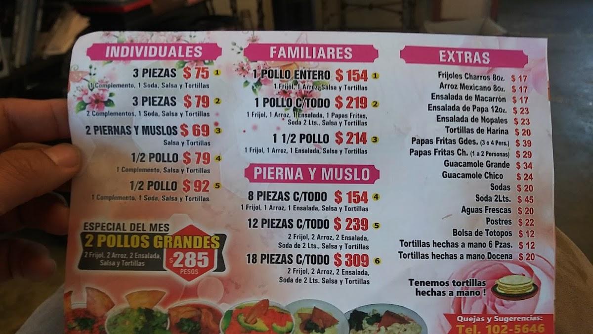 Menu at El Pollo Asil restaurant, Tijuana, Independencia Mz 415
