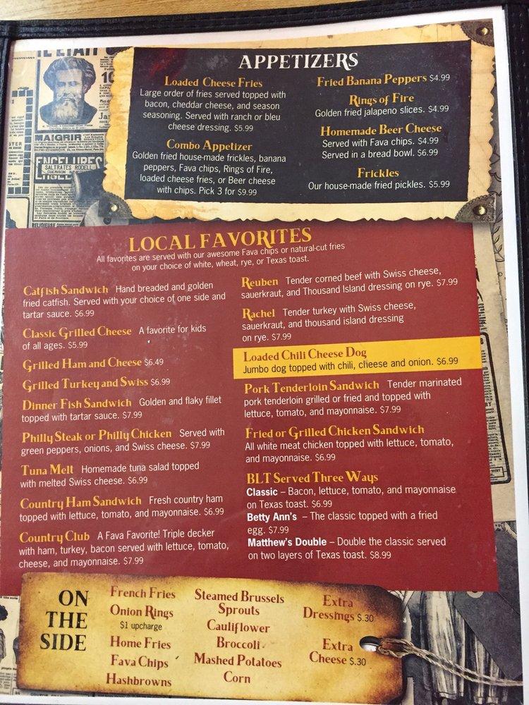 Menu at Fava's Restaurant, Georgetown, 159 E Main St