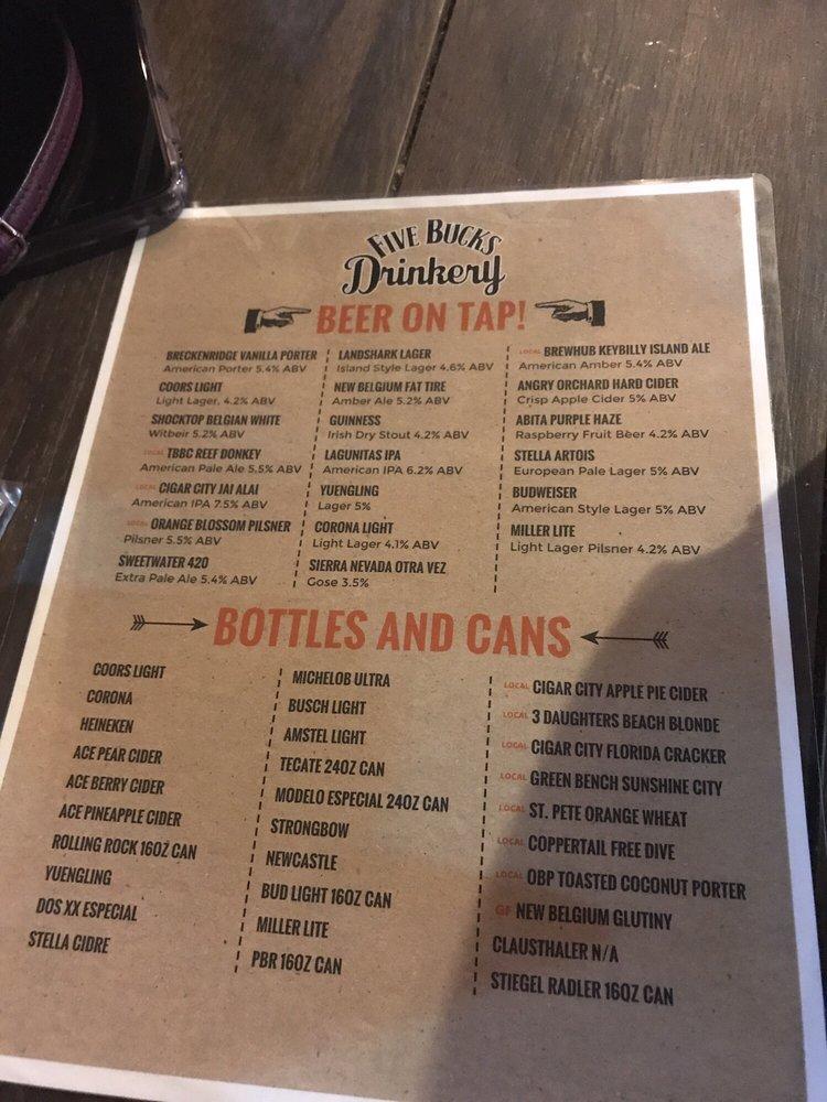 Menu at Five Bucks Drinkery pub & bar, Saint Petersburg