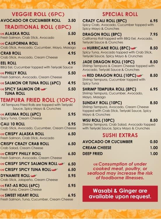 Menu at Hibachi Boy restaurant, Derby, N Rock Rd