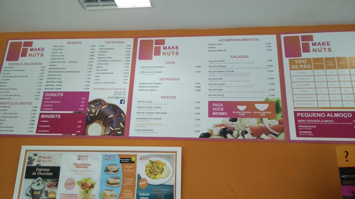 Menu em Make me Nuts café, Praia da Vitória, Av. Paço do Milhafre