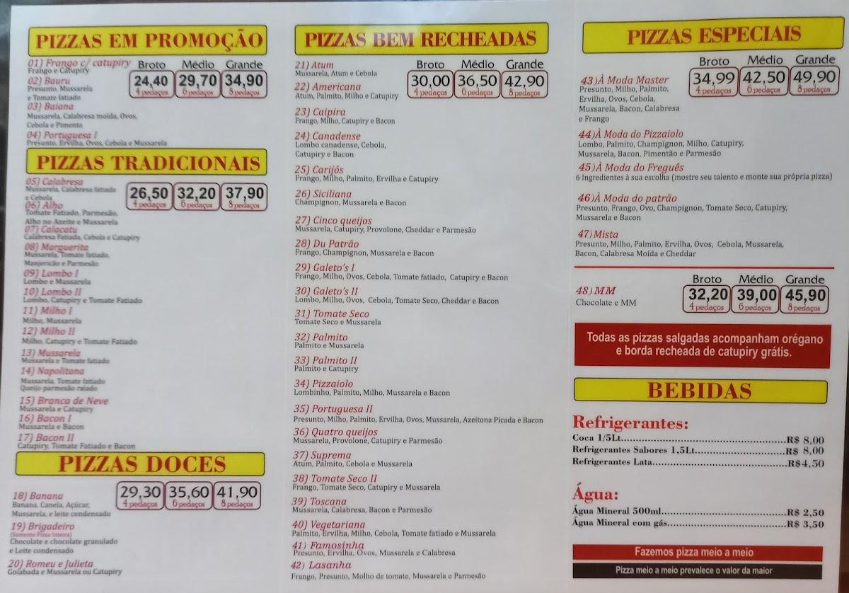 Menu at Master Pizza pizzeria, Viana