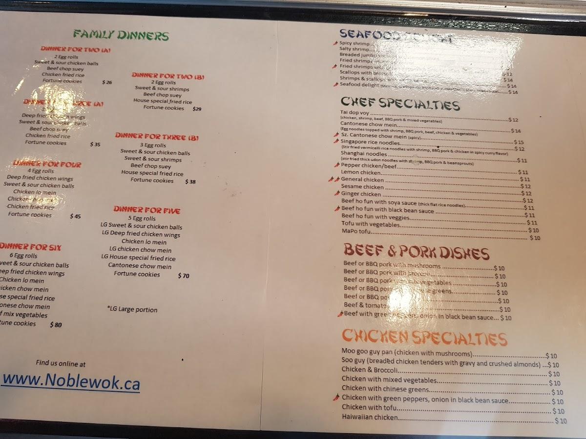 Menu at Noble Garden restaurant, Nobleton, ON-27 Unit 5