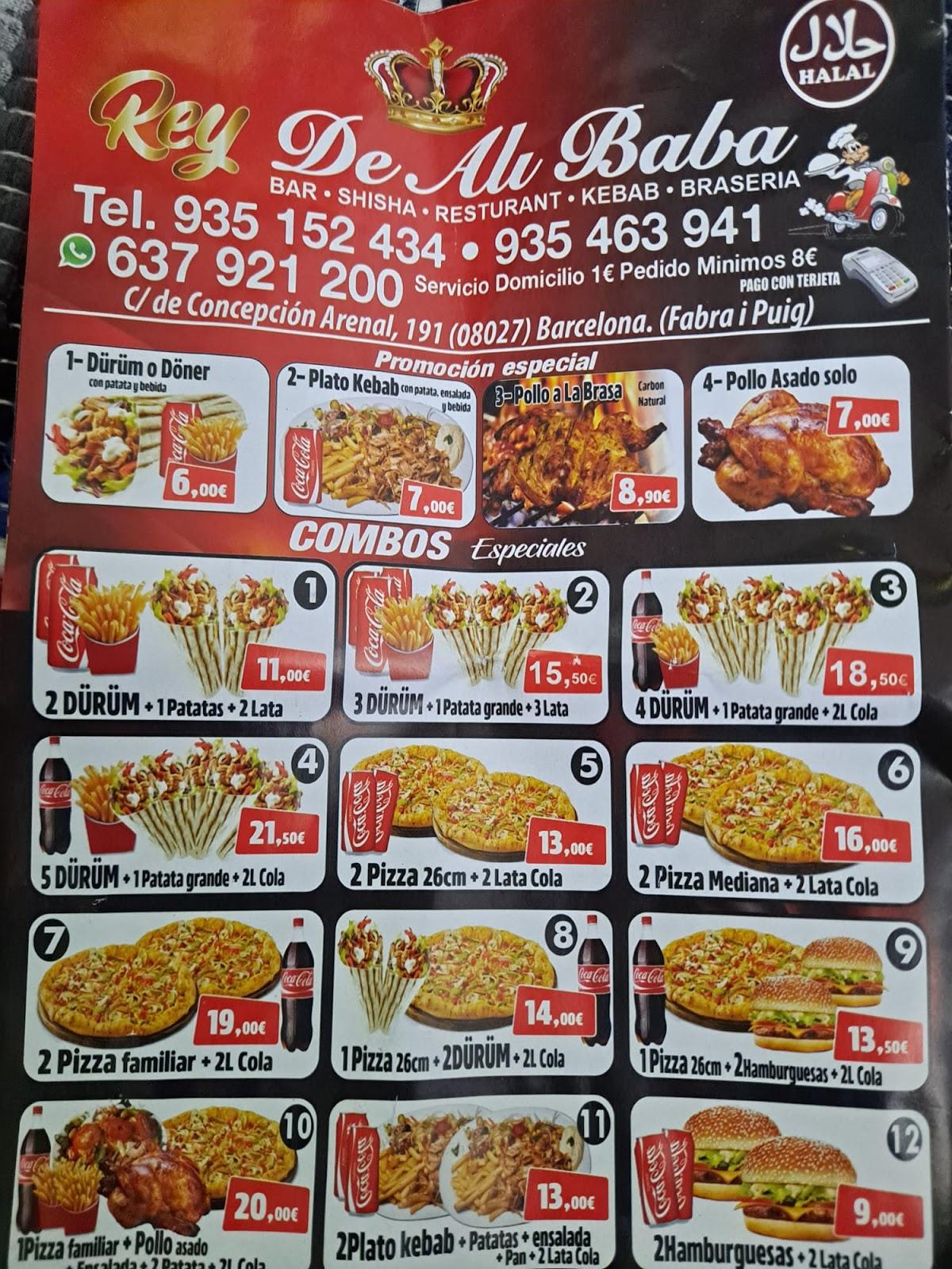 Carta del restaurante Rey De Ali Baba, Barcelona, C/ del Concepción Arenal