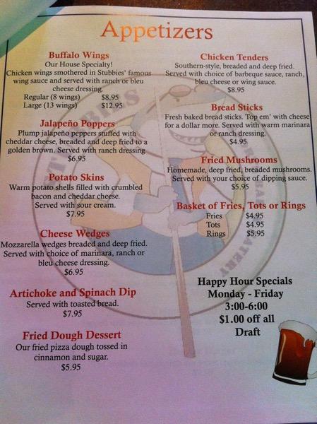 Menu at Stubbies Sports Bar & Eatery, Basalt