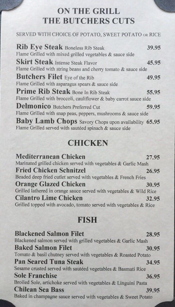 Menu at The Butchers Steakhouse, Allenhurst