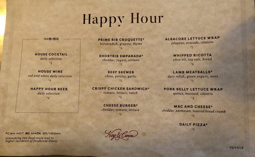 Menu at Harp & Crown restaurant, Philadelphia