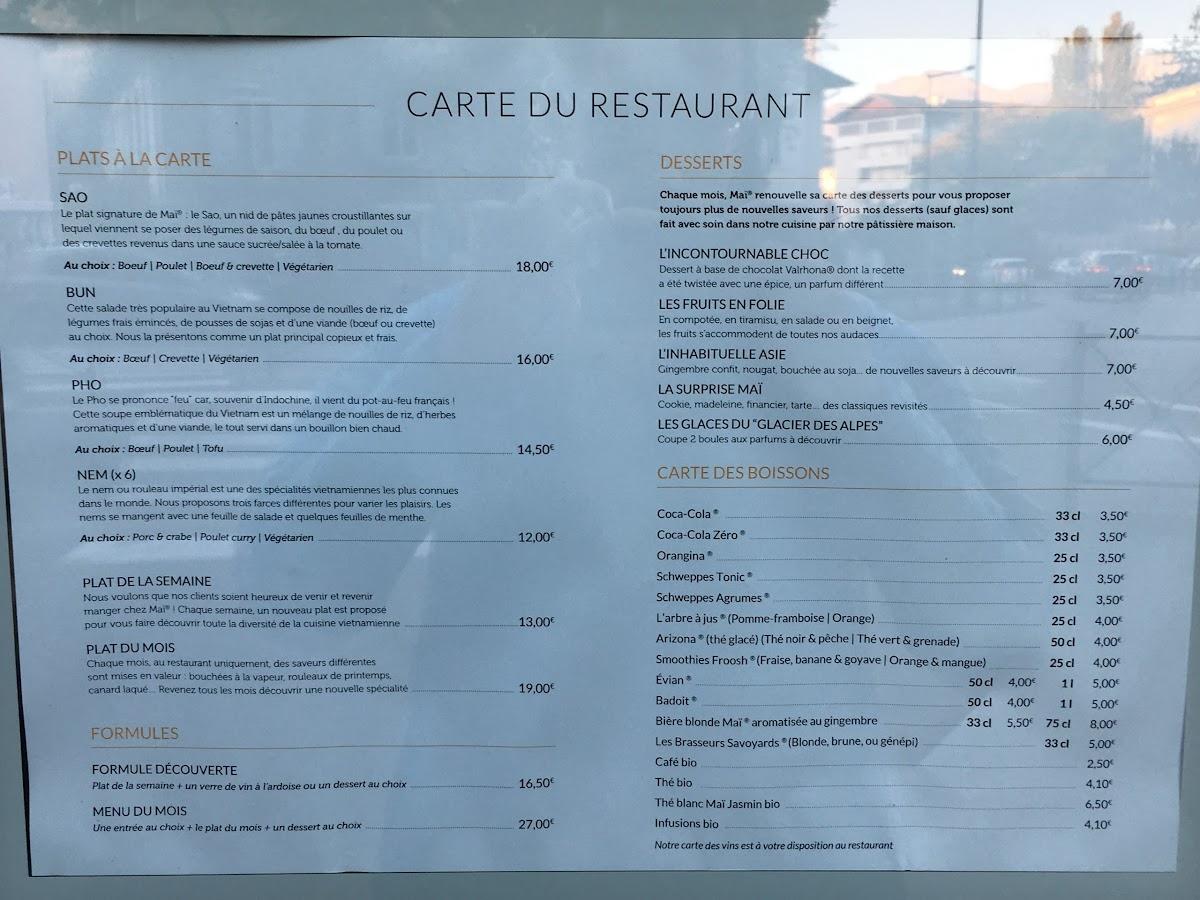 Menu at Maï -Restaurant, Annecy