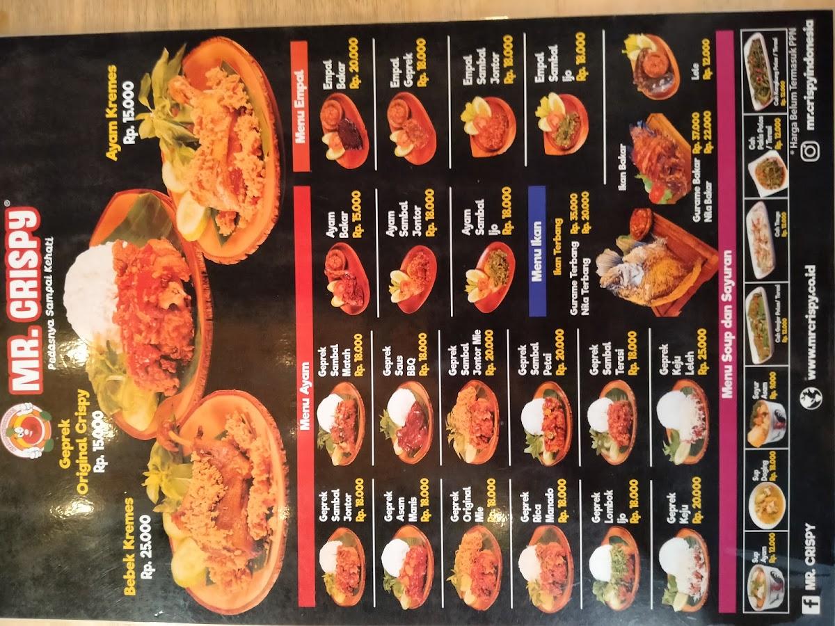 Menu at Mr. Crispy Panglima Aim restaurant, Pontianak