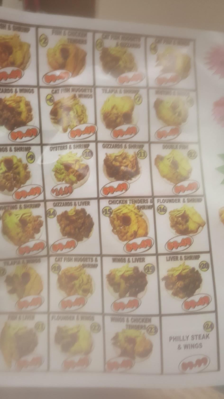 Menu at Red Shark Fish and Chicken restaurant, Augusta, Tobacco Rd